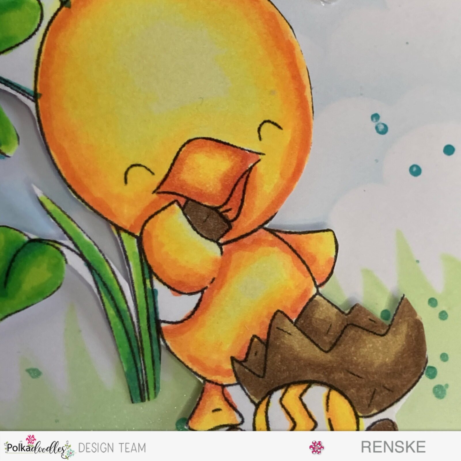 Cheerful Spring Chick Card With Polkadoodles Products