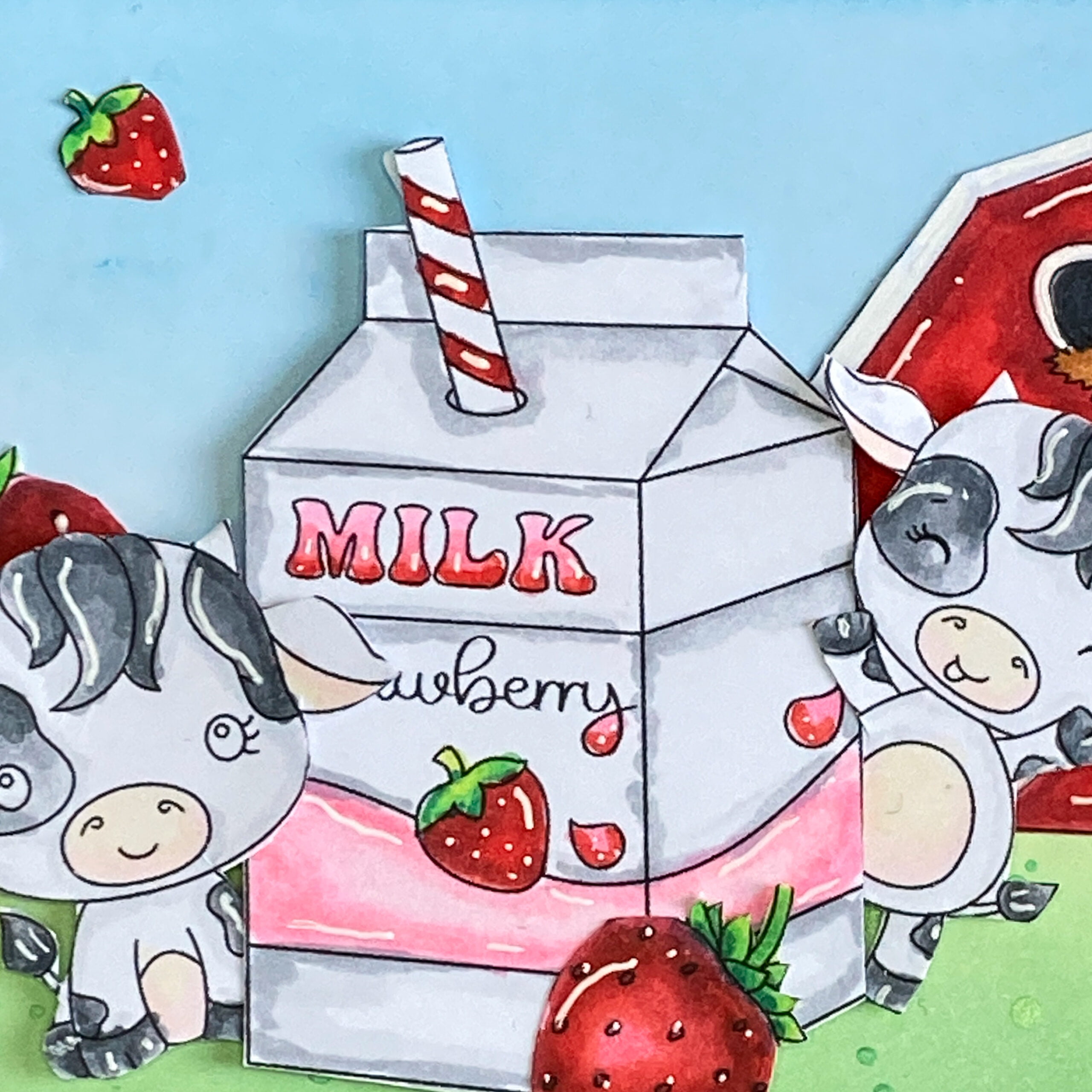 How To Make A Charming Strawberry Cow Birthday Card