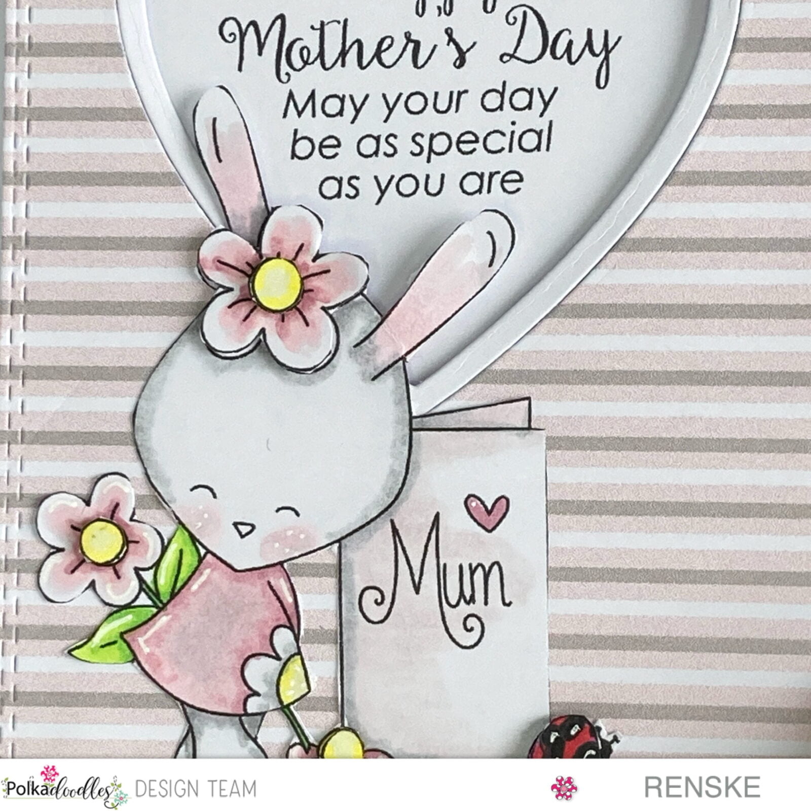 Handmade Mother's Day Card: Polkadoodles Bunny Stamp